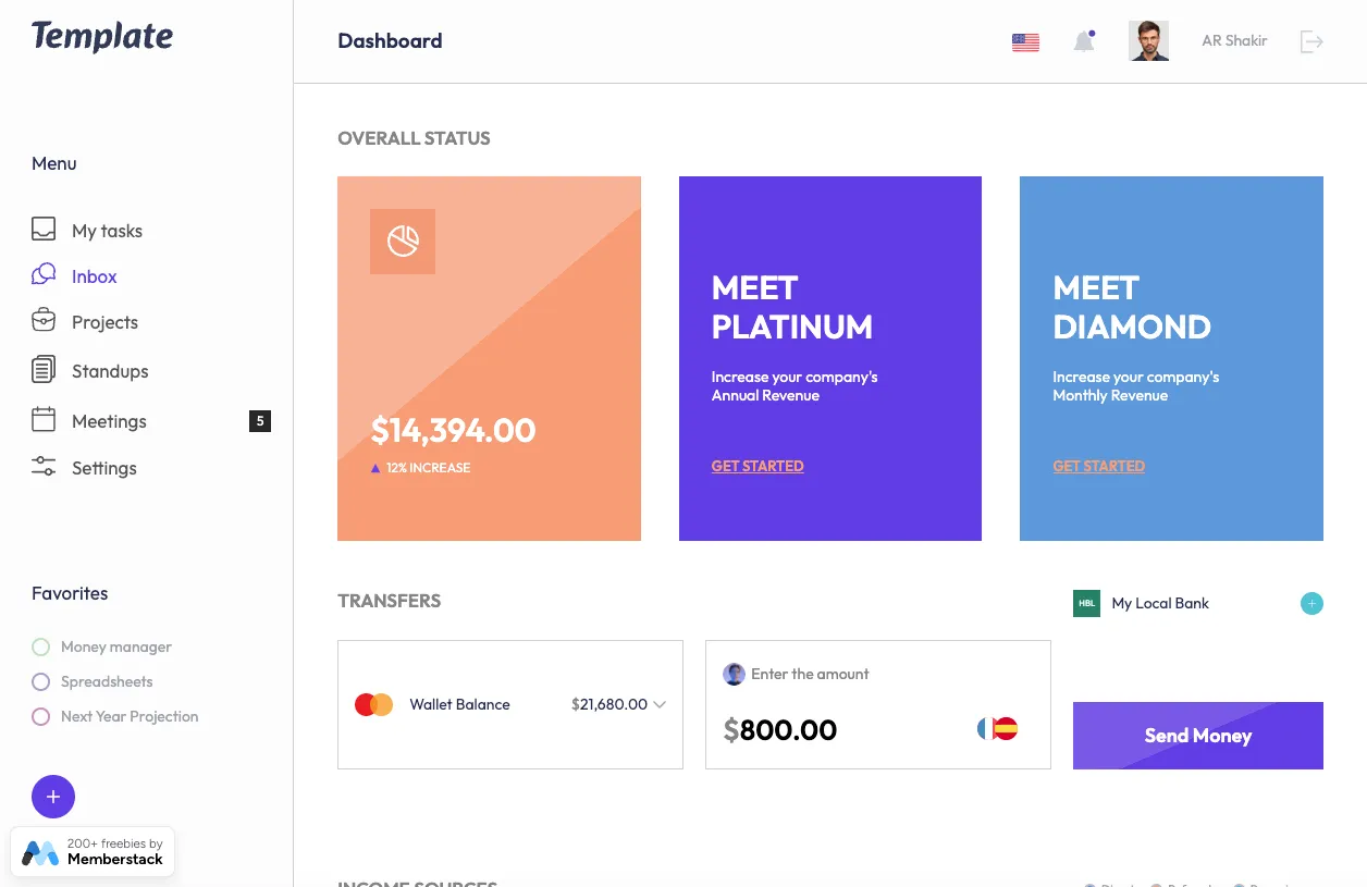 Freelancer Dashboard Template | Webflow Template